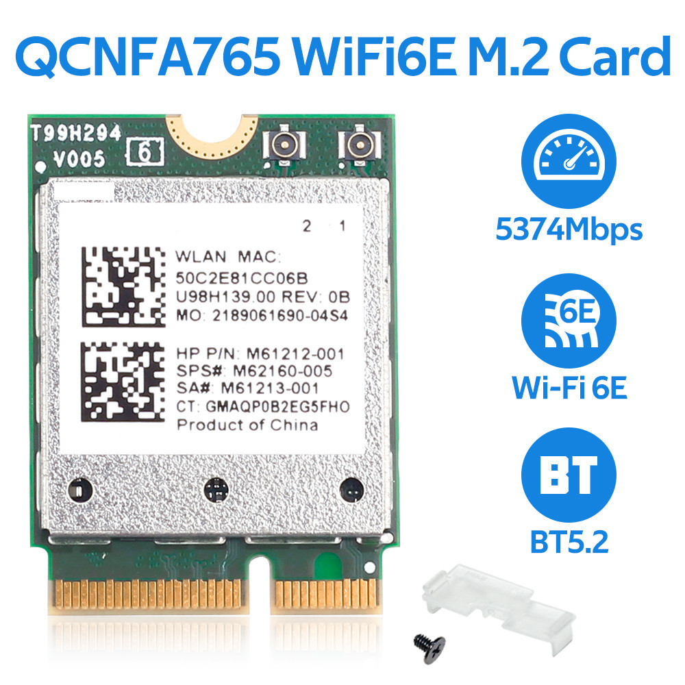 Qualcomm QCNFA765 WiFi 6E Wireless Adapter M.2 Network Card Tri band 2. ...