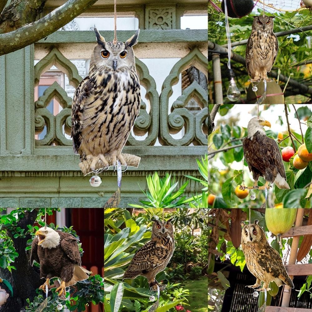 -New In May-Owl Bird ScarerHead Sound Realistic Fake Owl Repellent ...