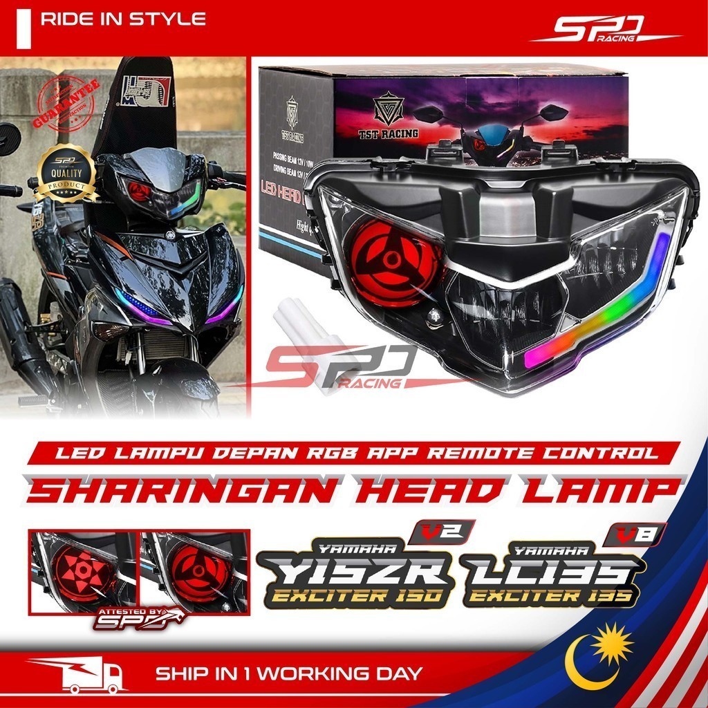 Y15 LC Sharingan Head Lamp I CUSTOM LED PNP TST lampu besar depan head naruto sharigan eagle I ...