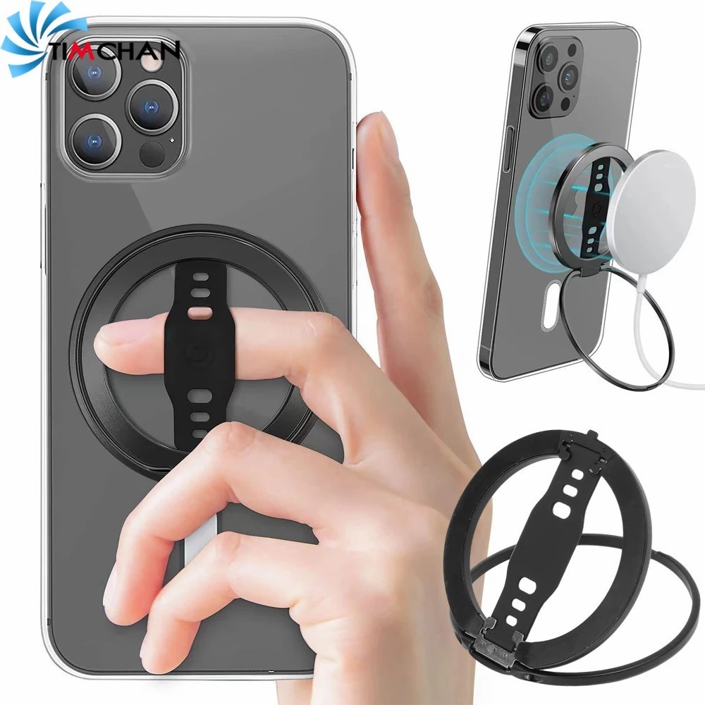 Magnet Ring Phone Holder - Phone Grip Stand with Silicone Finger Strap ...