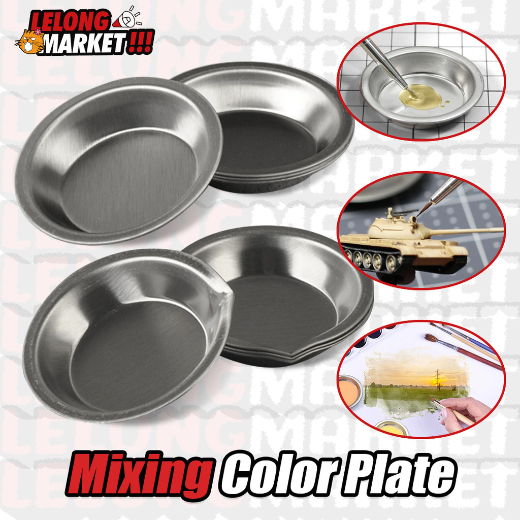 5cm Stainless Steel Color Mixing Plate with Spout Gundam Gunpla Paint ...