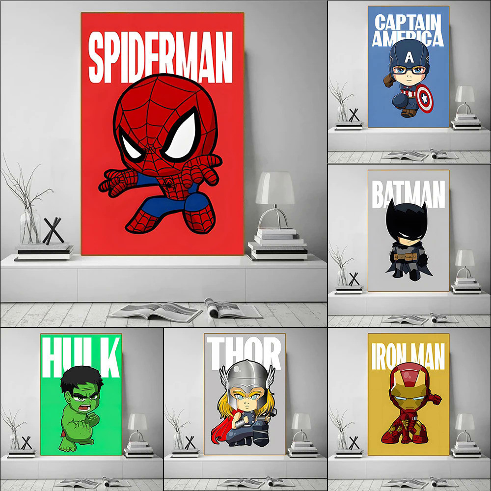 MINISO Marvel Movies Avengers Canvas Poster Spiderman Iron Man Hulk ...