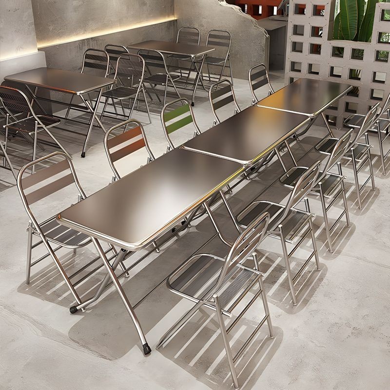 Factory Canteen Tables and Chairs Combination Folding Stainless Steel ...