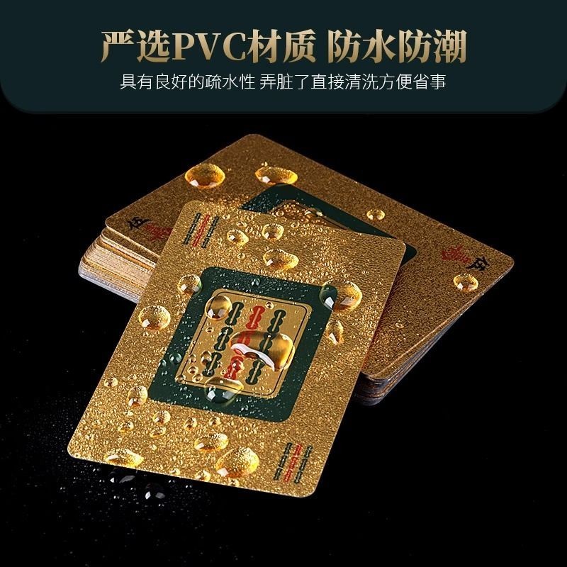 Ready Stock Waterproof Mahjong PVC Black Gold Thickened Solitaire ...