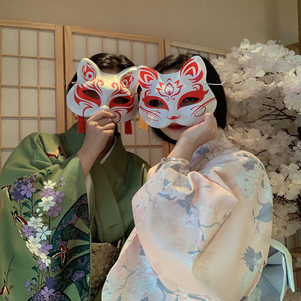 Little Fox Half Face Mask Women's Retro DIY Japanese Cosplay Cute Cat ...