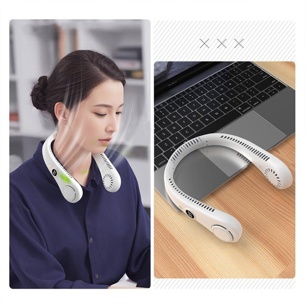 R-8 Portable Vaneless Hanging Neck Fan 5 wind Speed Bladeless Personal ...