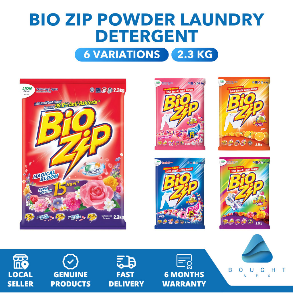 BIO ZIP Powder Laundry Detergent 2.3kg Colour Flora Oren Parfum Bouquet ...