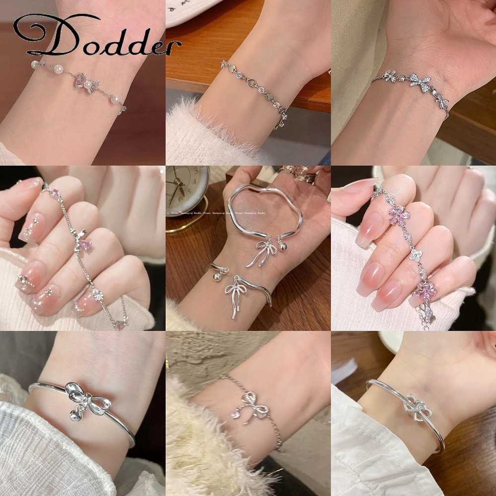 Dodder Simple Silver Bangle for Women Sweet Crystal Bow Butterfly ...