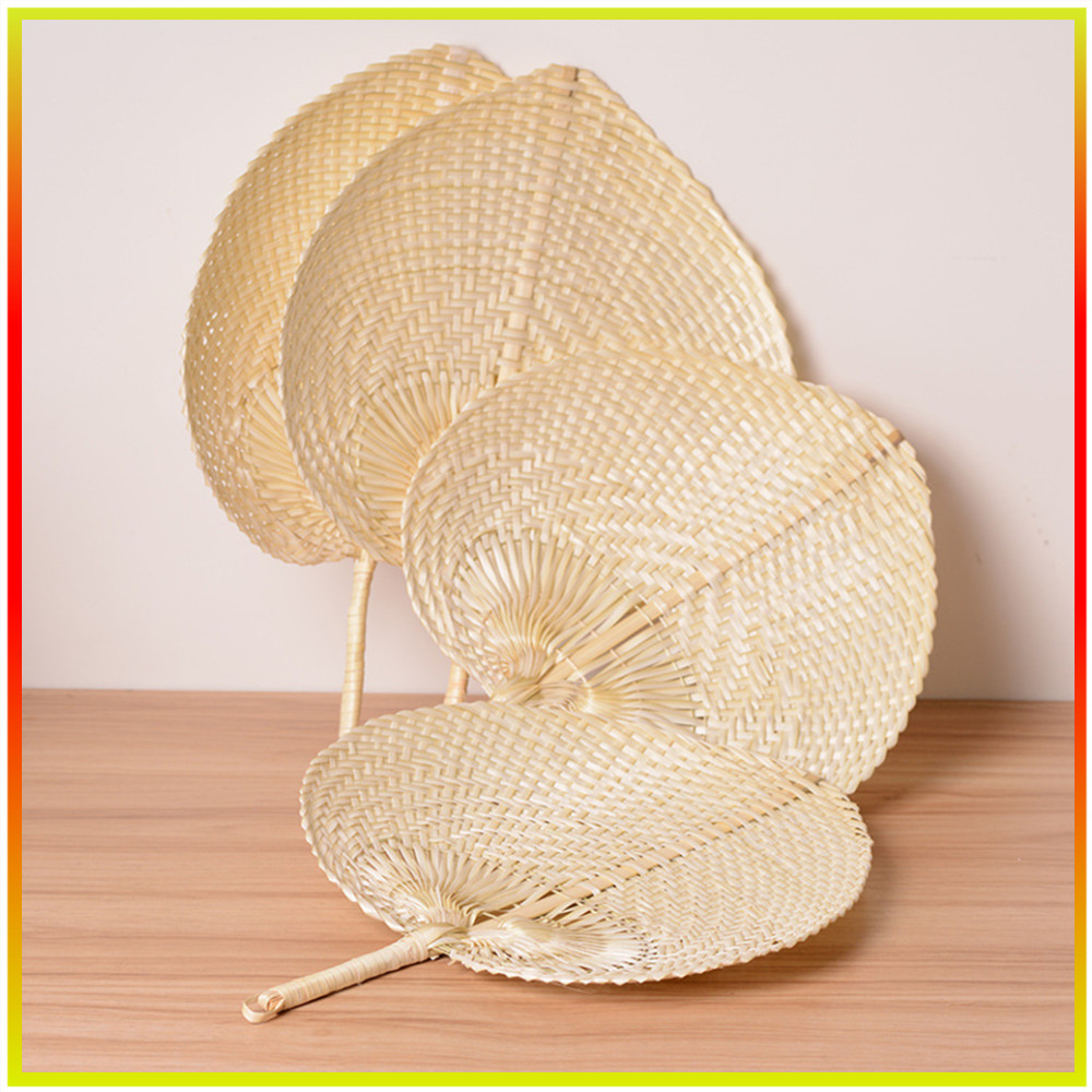 Heart Shaped Bamboo Weaving Hand Fans With Handle Handmade DIY Woven ...