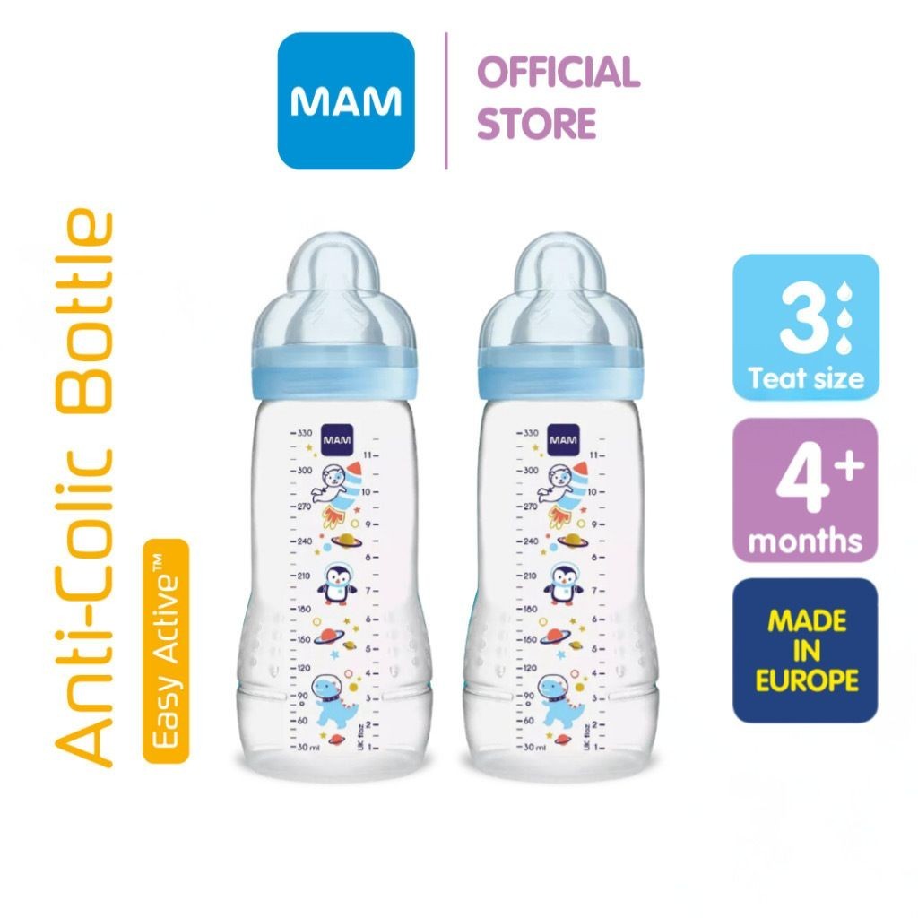 MAM Easy Active Baby Bottle 330ml With Fast Flow Teat - Twin Pack ...