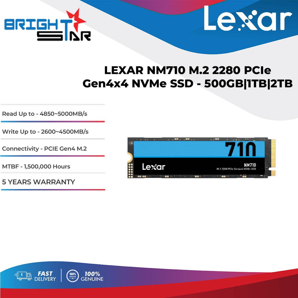 LEXAR NM710 M.2 2280 PCIe Gen4x4 NVMe SSD - 500GB/1TB/2TB | Shopee Malaysia