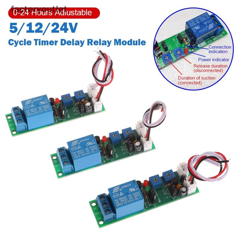 FCMY DC 5V 12V 24V Adjustable Cycle Timer Delay Relay Module Delay On And Delay Off Trigger ...