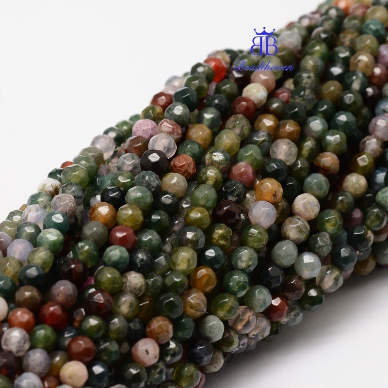 1Strand Faceted Indian Round Beads Strands 4mm Hole: 1mm about 85~90pcs ...