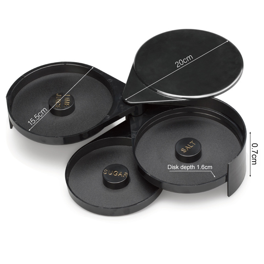 3 Tier Bar Glass Rimmer Bartender Tool Lime Juice Sugar Salt Box Salt ...