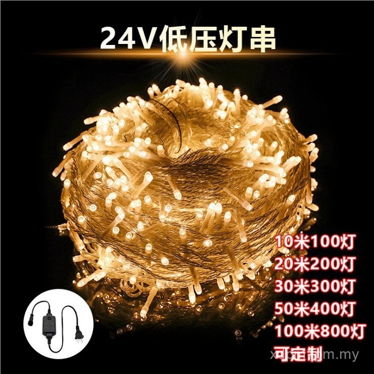 Lampu Rentetan LED Lampu Berkelip Berbintang Luar Kalis Air Voltan ...