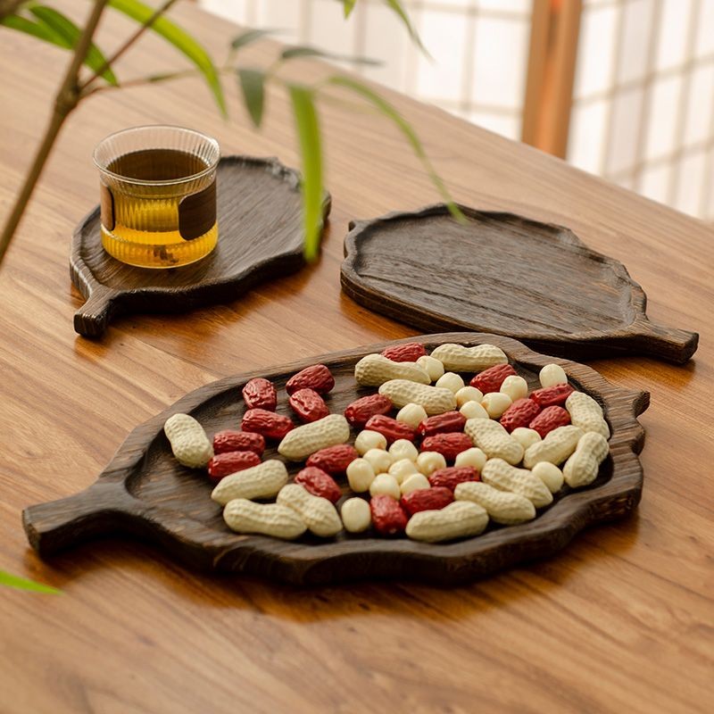Log Fragrant Wooden Tray Solid Wood Snack Fruit Tray Japanese Creative ...