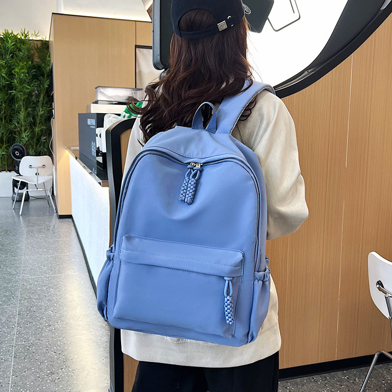 Beg sekolah Beg sekolah pelajar Korea, beg galas kecil warna pepejal hutan sederhana, beg galas ...