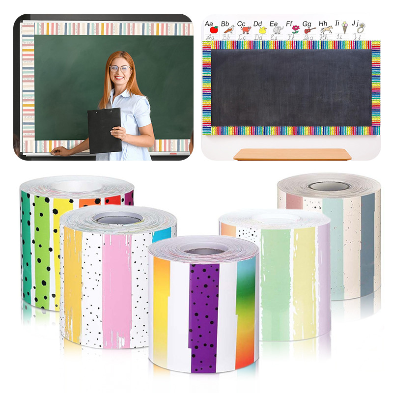 1 Roll Bulletin Board Border Trim Classroom Border Sticker Colorful ...