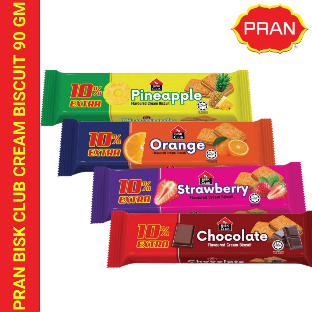PRAN Bisk Club Cream Biscuit - Orange/Pineapple/Chocolate/Strawberry ...