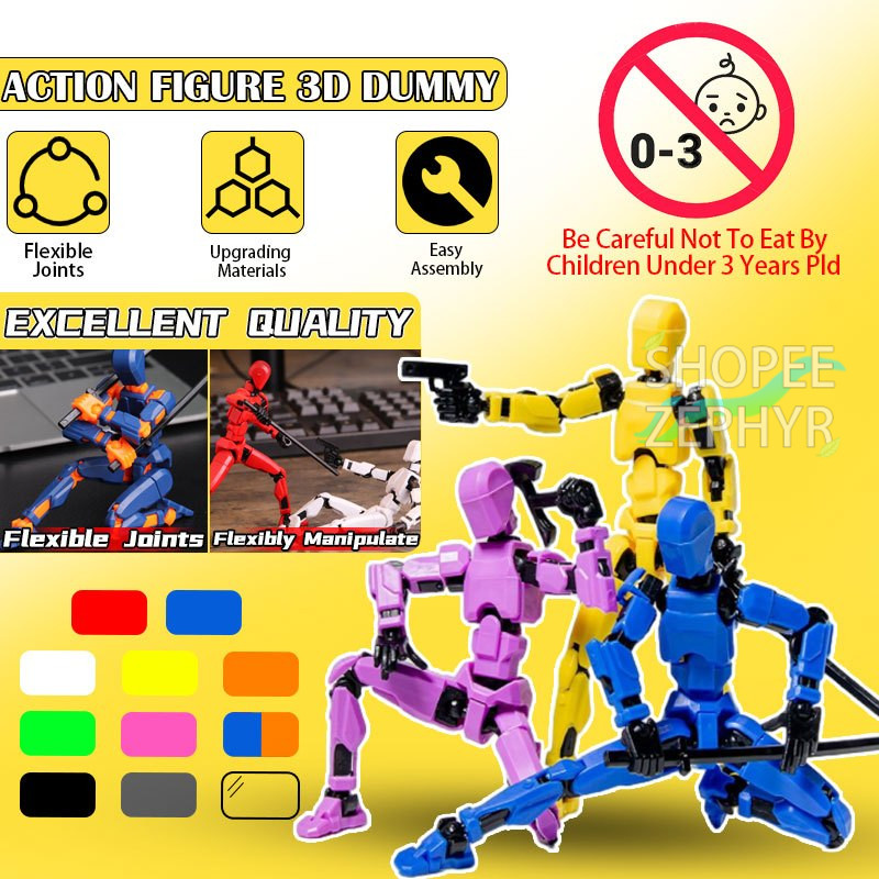 Lucky 13 Action Figure 3D Dummy 13 Robot Toy Movable Figures Mechanical ...