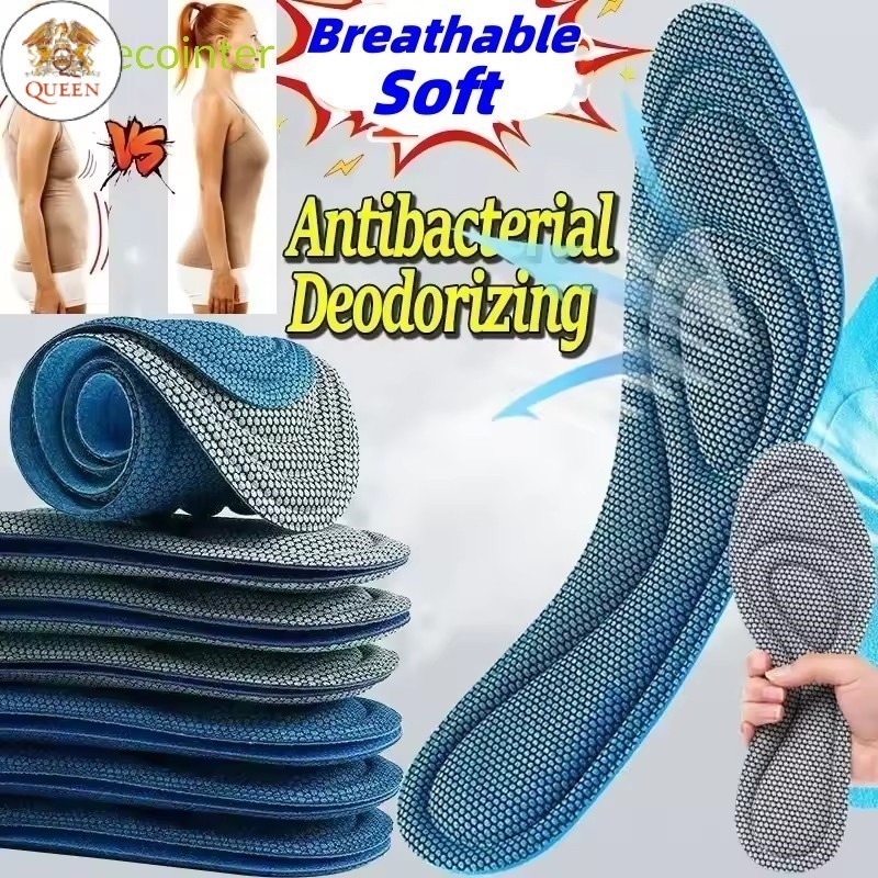 QC 4D Memory Foam Insoles for Shoes - Unisex Antibacterial Massage ...