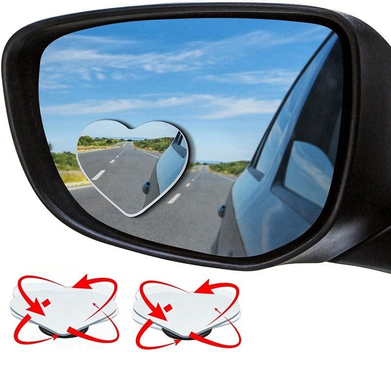 Car Rearview Mirror Adjustable Heart-Shaped Frameless Round Mirror HD ...