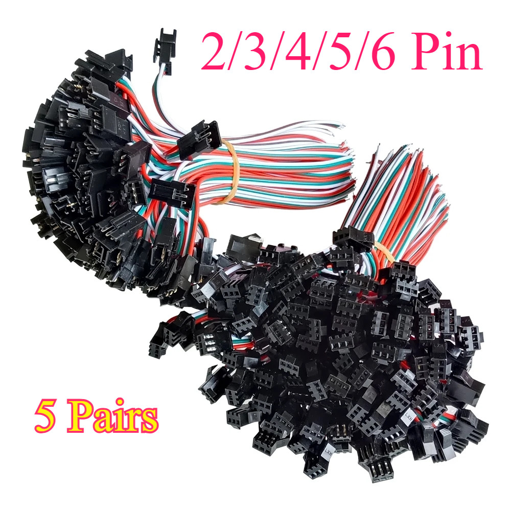 5 Pairs 2PIN-6PIN JST LED Connectors, Male And Female Connector for ...