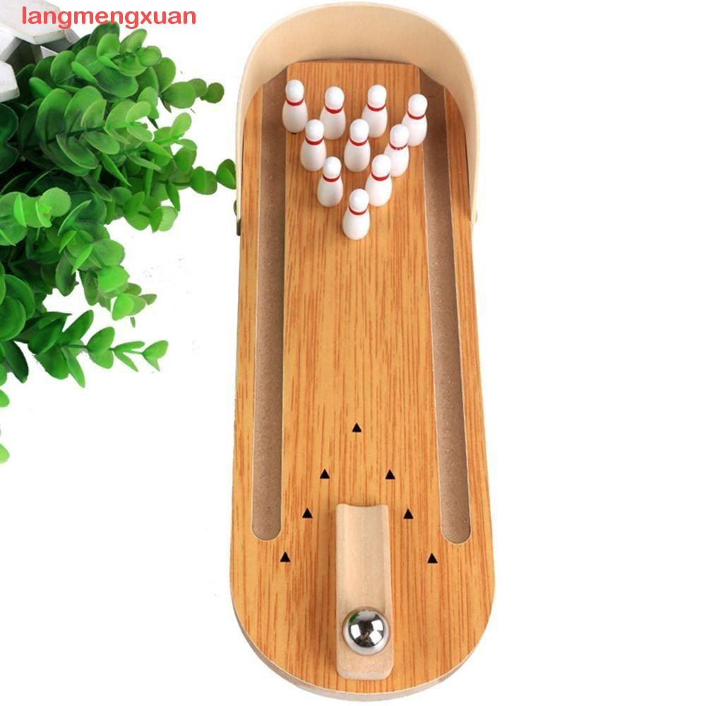 LANGMENGXUAN Tabletop Mini Bowling Game Set, 10 Pins Wooden Desktop ...