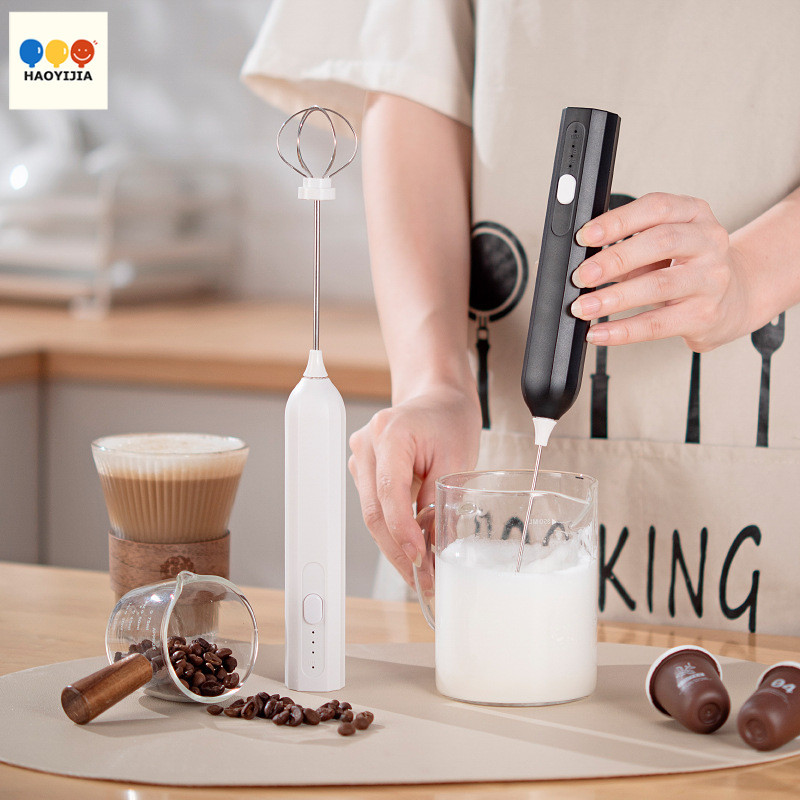 Milk Frother Rechargeable Coffee Frother Handheld Wand Electric Whisk ...