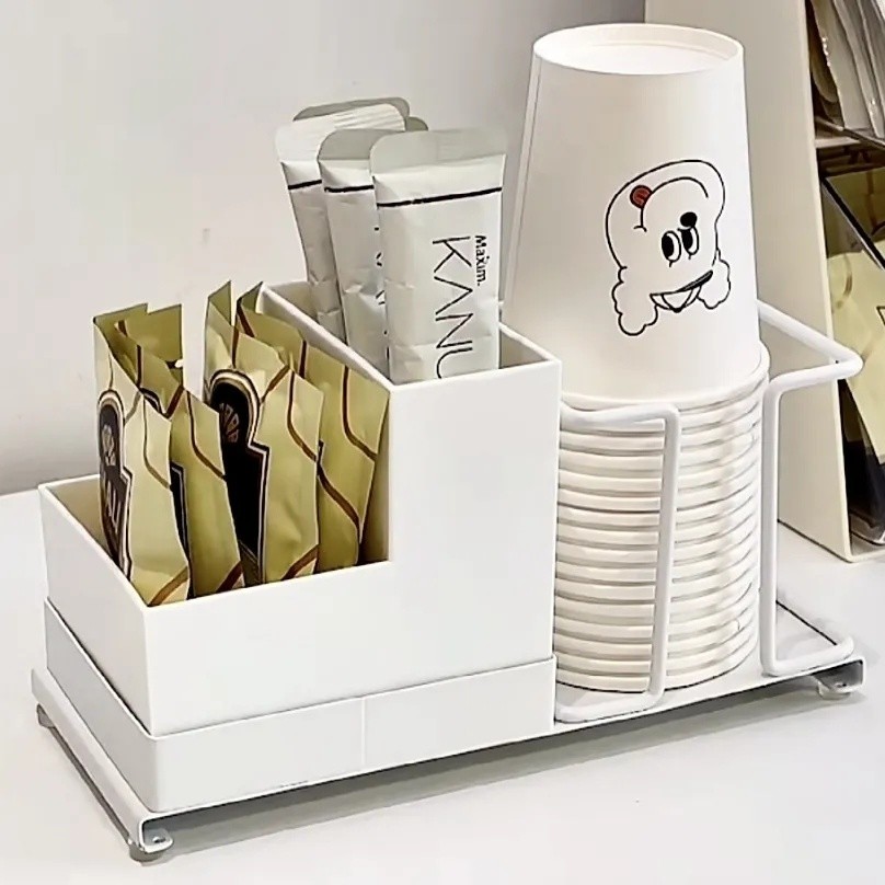 [High-Quality Metal Material] Disposable Cup Storage Rack Shelf Milk ...