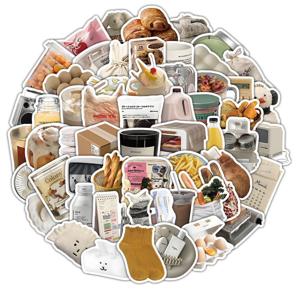60PC Frosted Aesthetic Stickers - Matte White Decals for Muji-Style ...