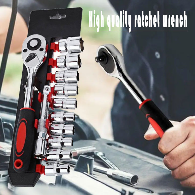 12 Piece Ratchet Wrench Tool Set High Torque Car Repair Heavy Duty ...