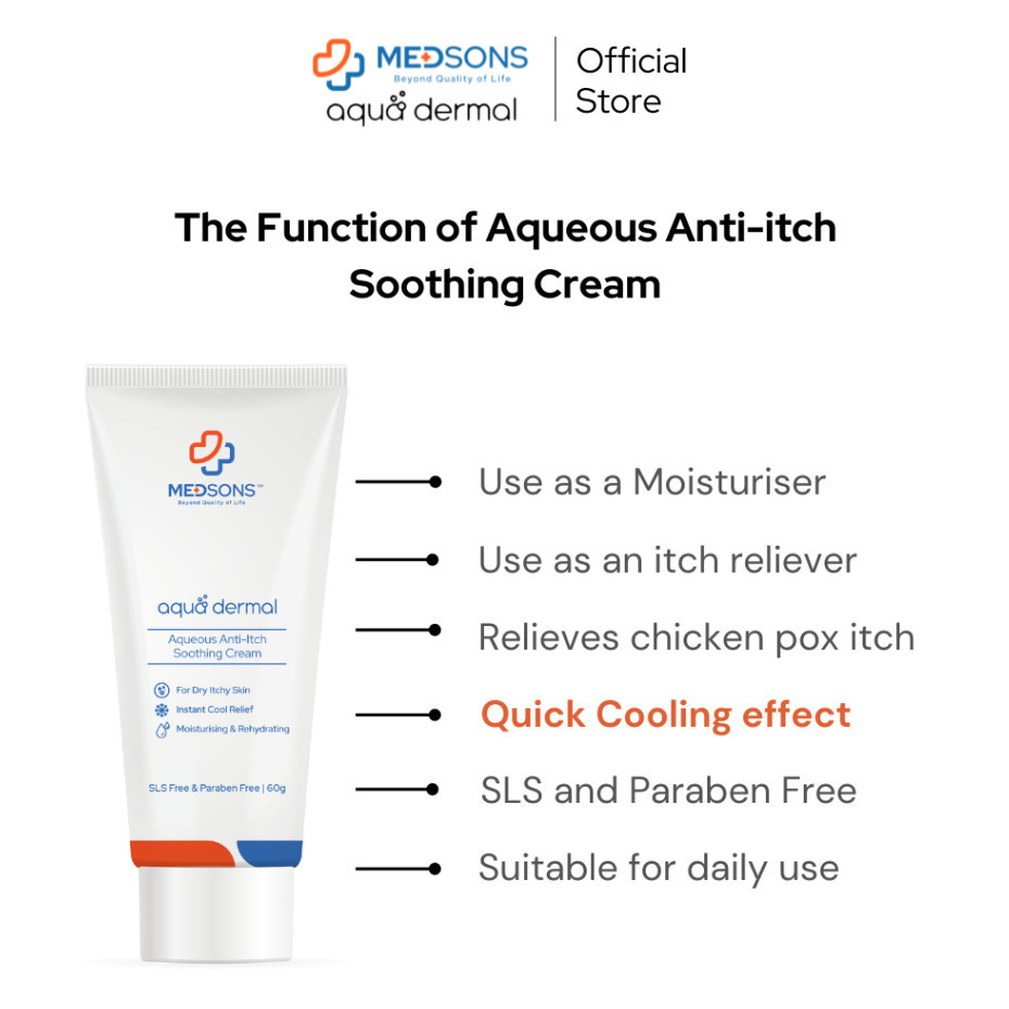 Medsons Aqua Dermal Aqueous Anti Itch Soothing Cream ( 60g ) | Shopee ...