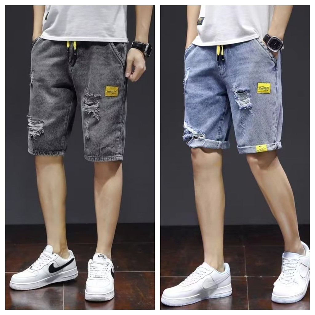 M-4XL Men Short Pants Denim Short Ripped Korean Style Casual Trend ...