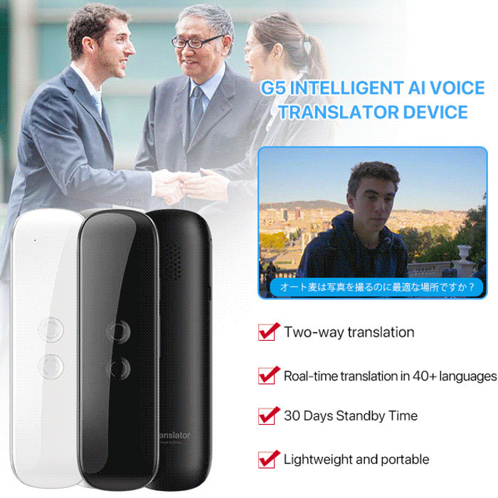[Real Time/40+ Languages] G5 Intelligent AI Voice Translator Device ...