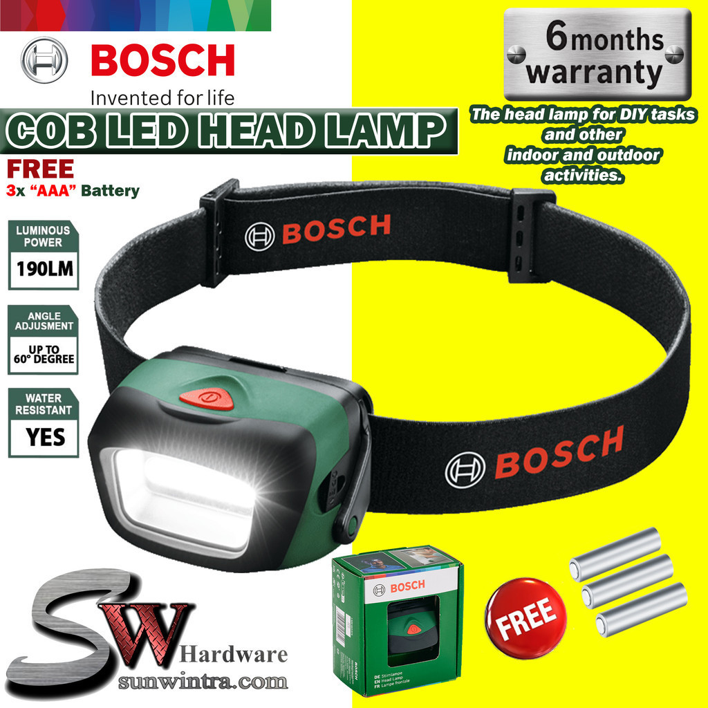 BOSCH LED Camping Outdoor Headlamp Headlight Flashlight 190Lm IP4X ...