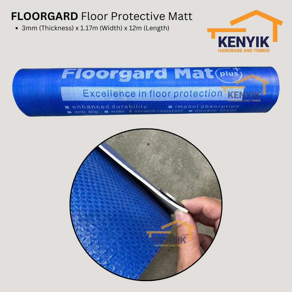 FLOORGARD 1.5mm / 3mm (T) x 1.17m (W) x 12m (L) Floor Protective Matt ...