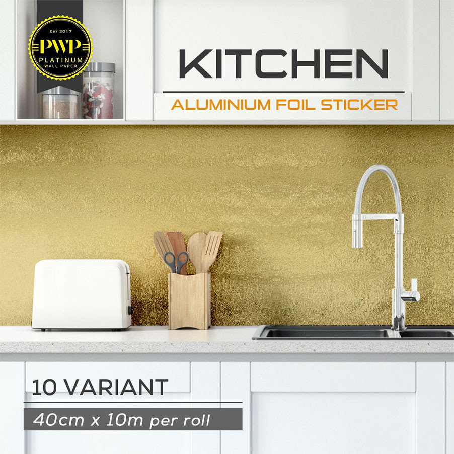 (Ready Stock) 40CM X 10M Kitchen Aluminum Foil Waterproof Stickers Oil ...