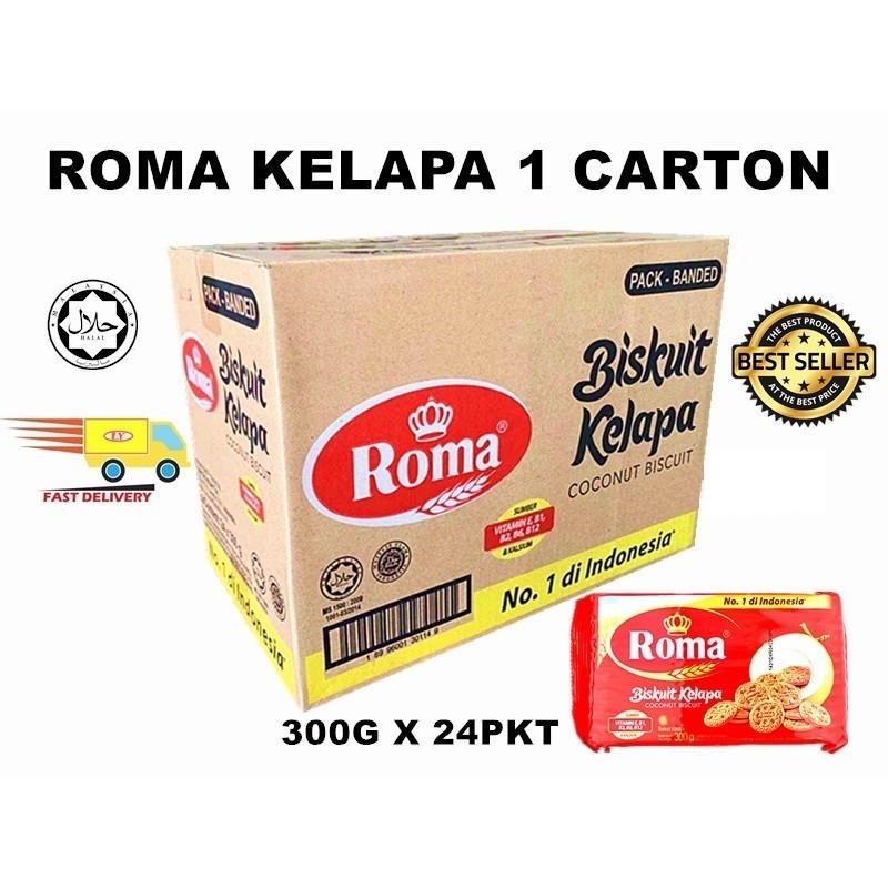 [24PKT] ROMA COCONUT COOKIES BISKUT KELAPA 300G 1CTN MAYORA BISCUIT ...