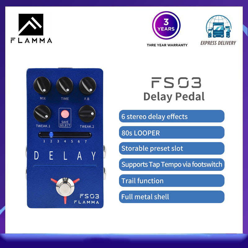 (In stock)FLAMMA FS03 Stereo Digital Delay Guitar Pedal Stereo Delay ...