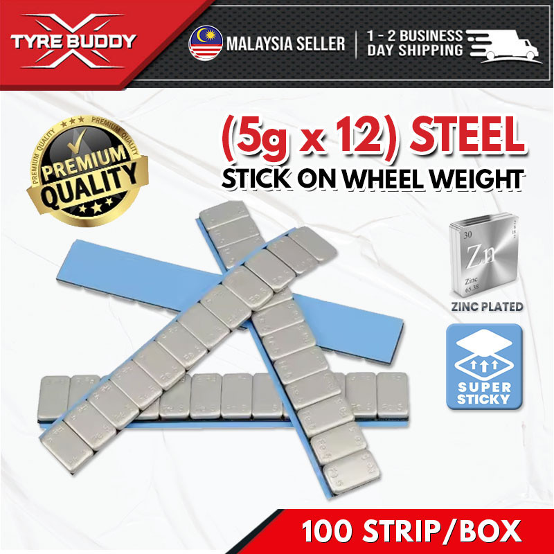 STEEL Adhesive Stick On Wheel Weight Strips (5Gx12) [100 STRIP/BOX ...