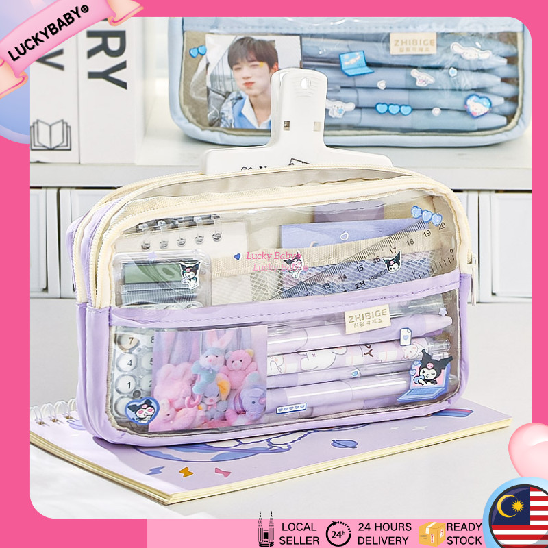 Double-layer Transparent Large-capacity Pencil Bag Pvc Visible ...