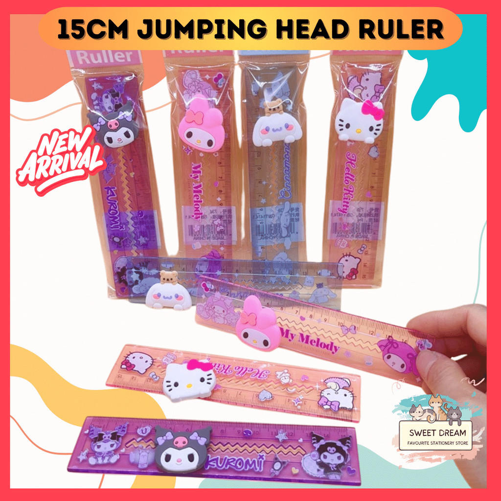 15CM Sanrio New Creative Jumping Silicone Head Ruler Bookmark Student ...