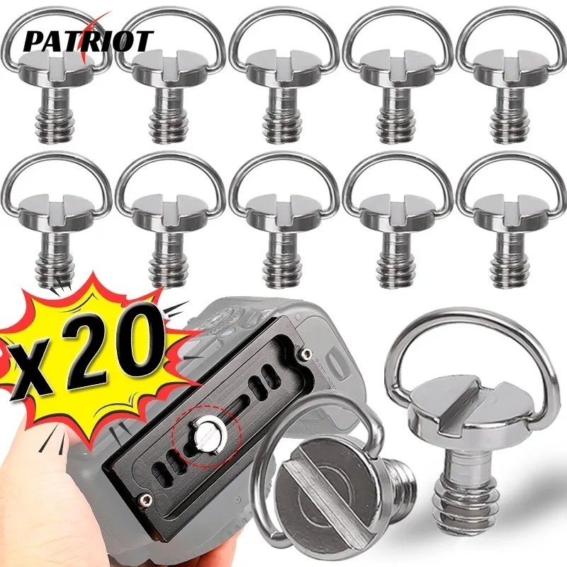 [PATRIO] 1-20Pcs Stainless Steel 1/4" D-Ring Camera Plate Screw Camera Tripod Quick Release ...