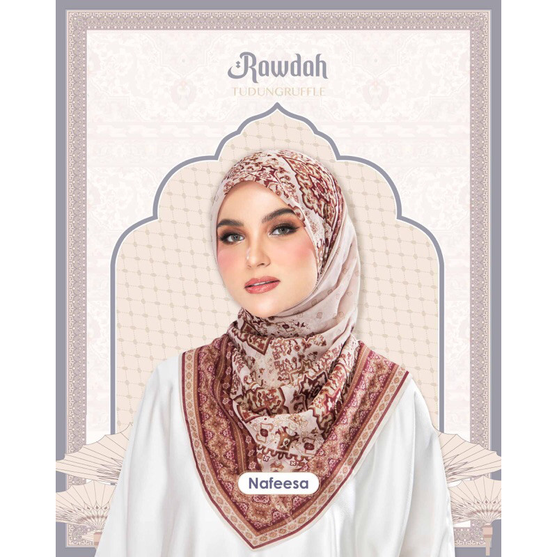 Tudung Ruffle Rawdah Series 2024 Tudung Bawal Printed Bidang 45 ...