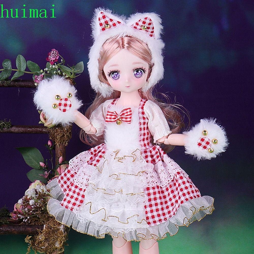 HUIMAI 30cm Doll with Clothes, Pink Eyed Set with Clothes 1/6 Bjd Doll ...