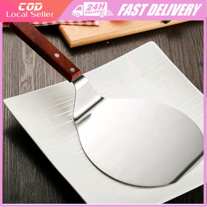 33.5*16.5cm Stainless Steel pizza peel shovel Wood Handle Cake Lifter ...