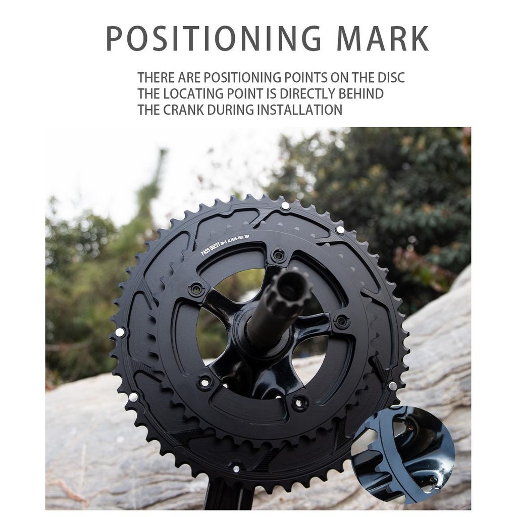 PASS QUEST 110BCD 5-Bolt Double Chainring AERO Chainring 2× Road Bike ...