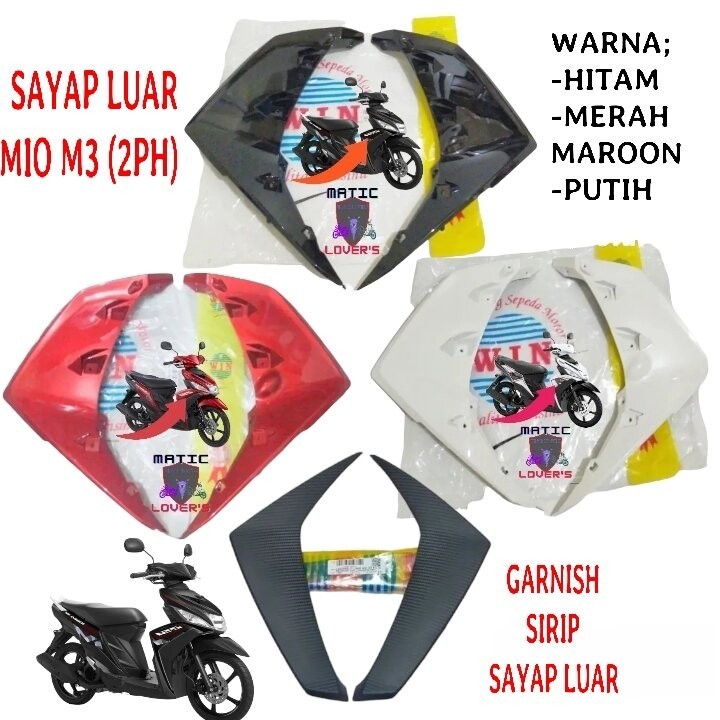 MERAH PUTIH HITAM Tebeng wing body front side Mio m3 Mio z 125 black ...