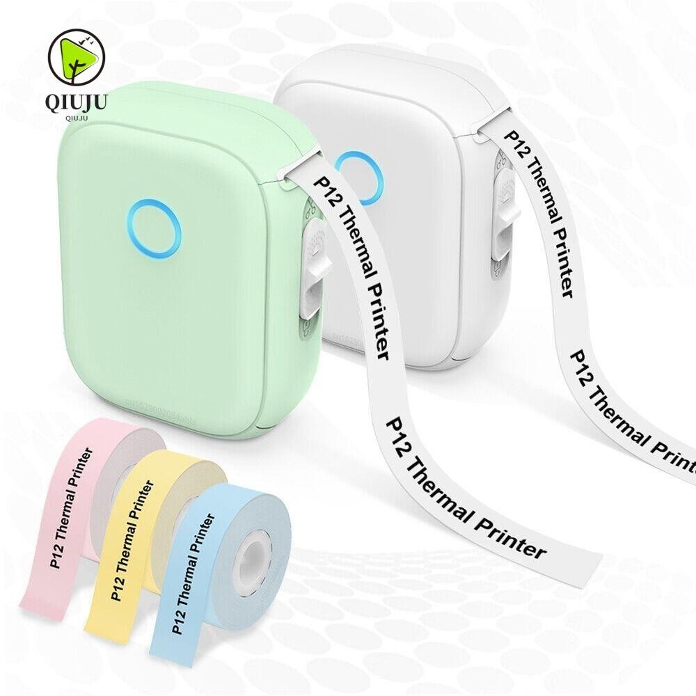 QIUJUU Mini Pocket Label Printer, P12 203dpi Inkless Mobile Printer ...